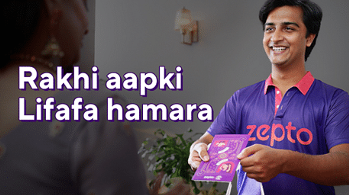 Zepto's Raksha Bandhan campaign says "Rakhi aapki, lifafa hamara"