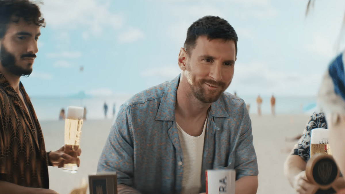 Lionel Messi scores for Michelob ULTRA in this Super Bowl spot