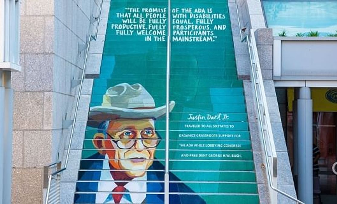 Justin Dart Jr. at Woodrow Wilson Plaza