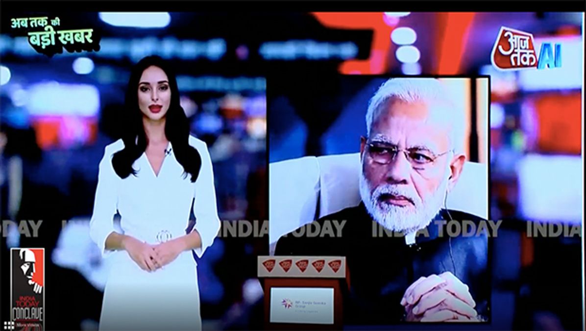 Kalli Purie launches Aaj Tak's first AI anchor Sana at India Today Conclave 2023