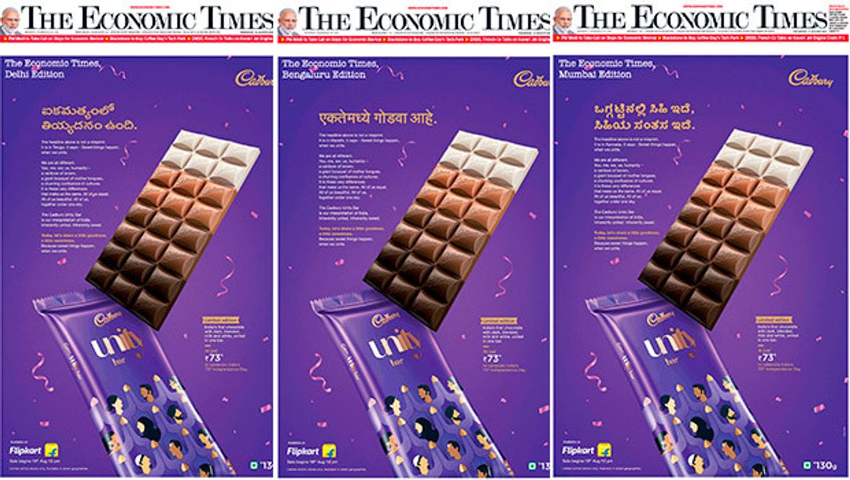 Cadbury's print ad for 'Unity Bar' generates digital buzz