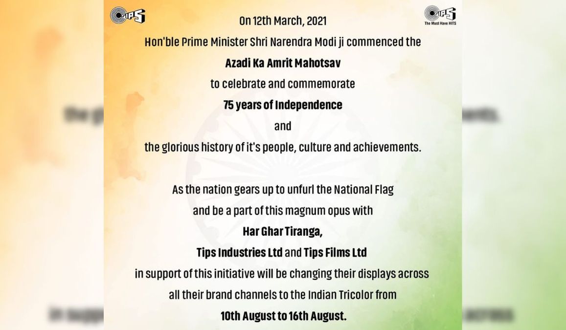 Tips Industries Ltd and Tips Films Ltd joins the spirit of Independence Day