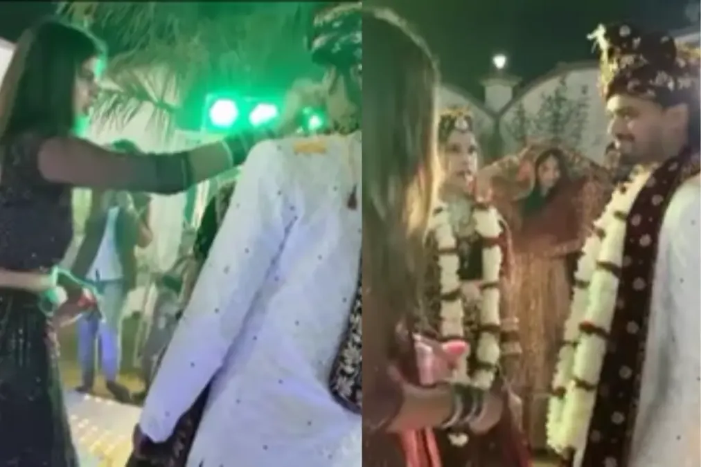 Bride Groom Viral Video: Jealous! Girl Deliberately Touches Groom While ...