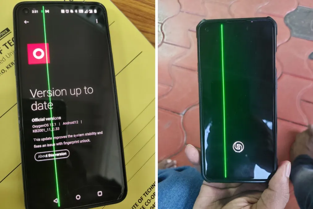 OnePlus users facing display issues after updating their phones, green lines appearing on the ...
