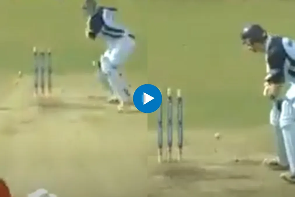 Cricket Viral Video: Batsman steps back for powerful hit, gets bowled ... Cricket Viral Video: Batsman steps back for powerful hit, gets bowled ...