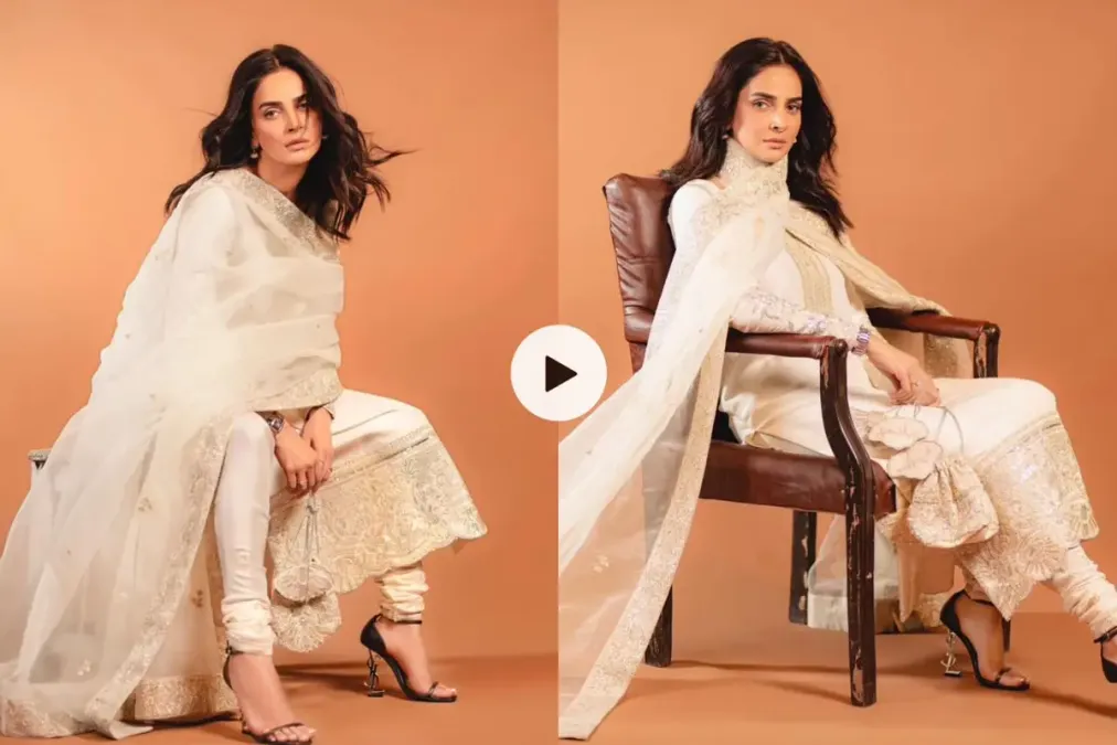 Pakistani Actress Saba Qamar looks ethereal in an all white creation ...