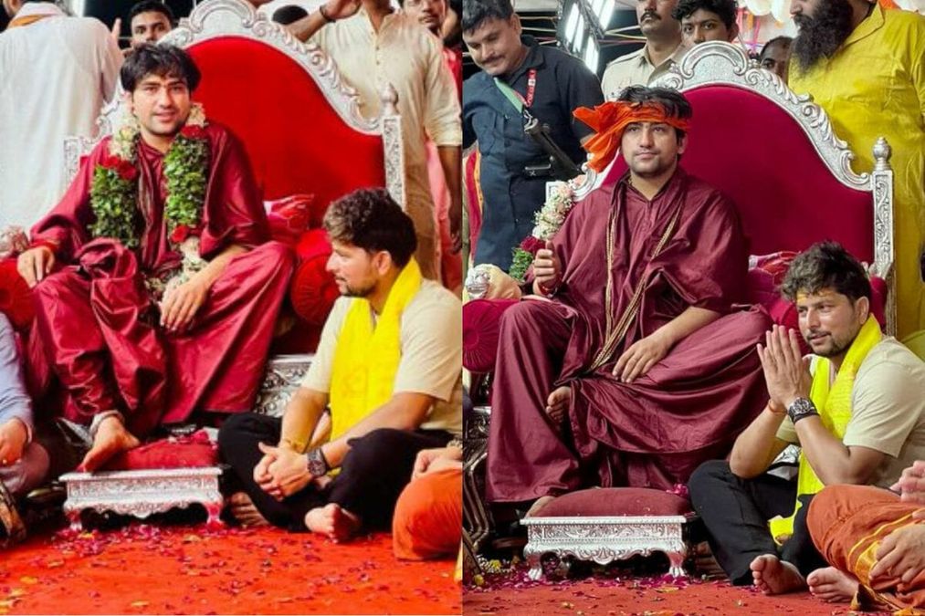 Dhirendra Shastri: Kuldeep Yadav's picture with Bageshwar Dham head ...