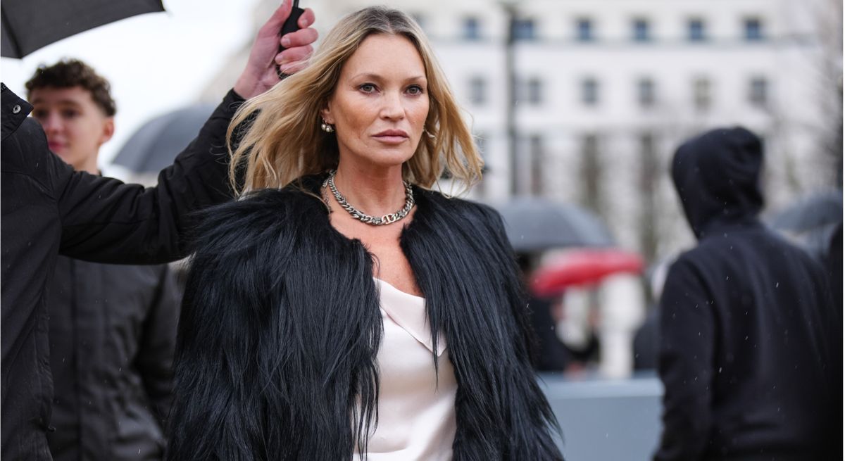 Kate Moss' Signature Yeti Coat Got A New Take On The Dior Front Row