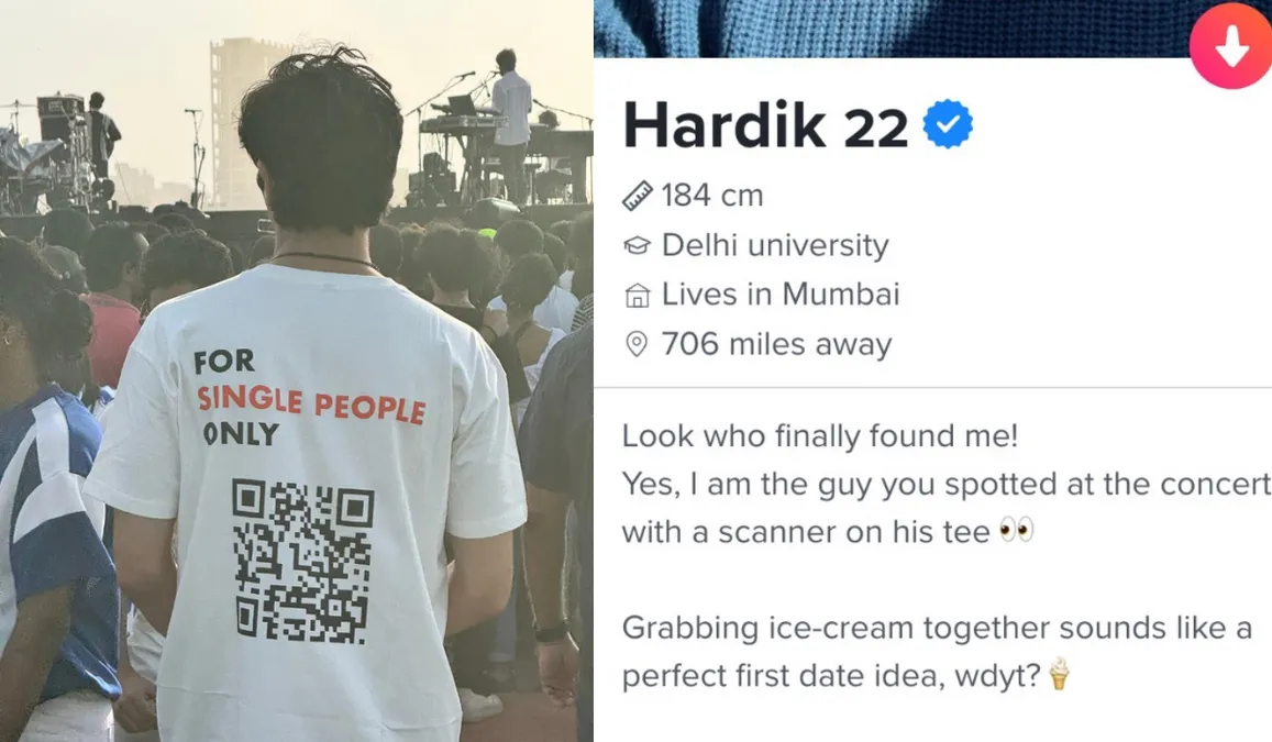 Scan For Romance: Man Sports Dating App QR Scan Tee At Ed Sheeran's Gig