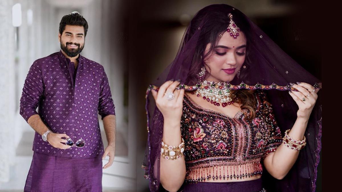 റോയൽ ലുക്കിൽ മണവാളനും മണവാട്ടിയും; റോബിൻ-ആരതി എൻഗേജ്മെന്റ് ചിത്രങ്ങൾ