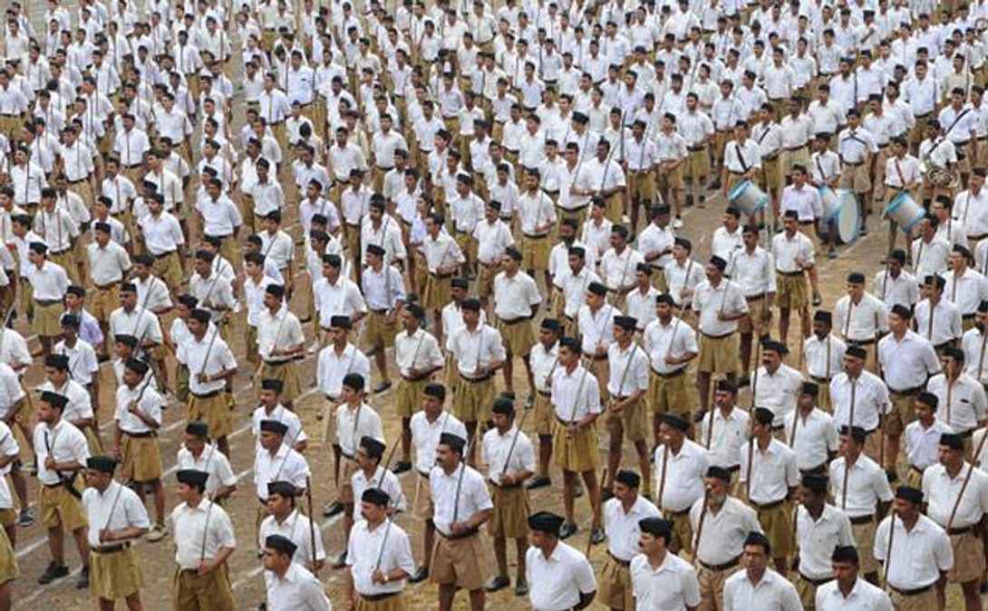 RSS volunteers wear new uniform in procession taken out in Rajasthan