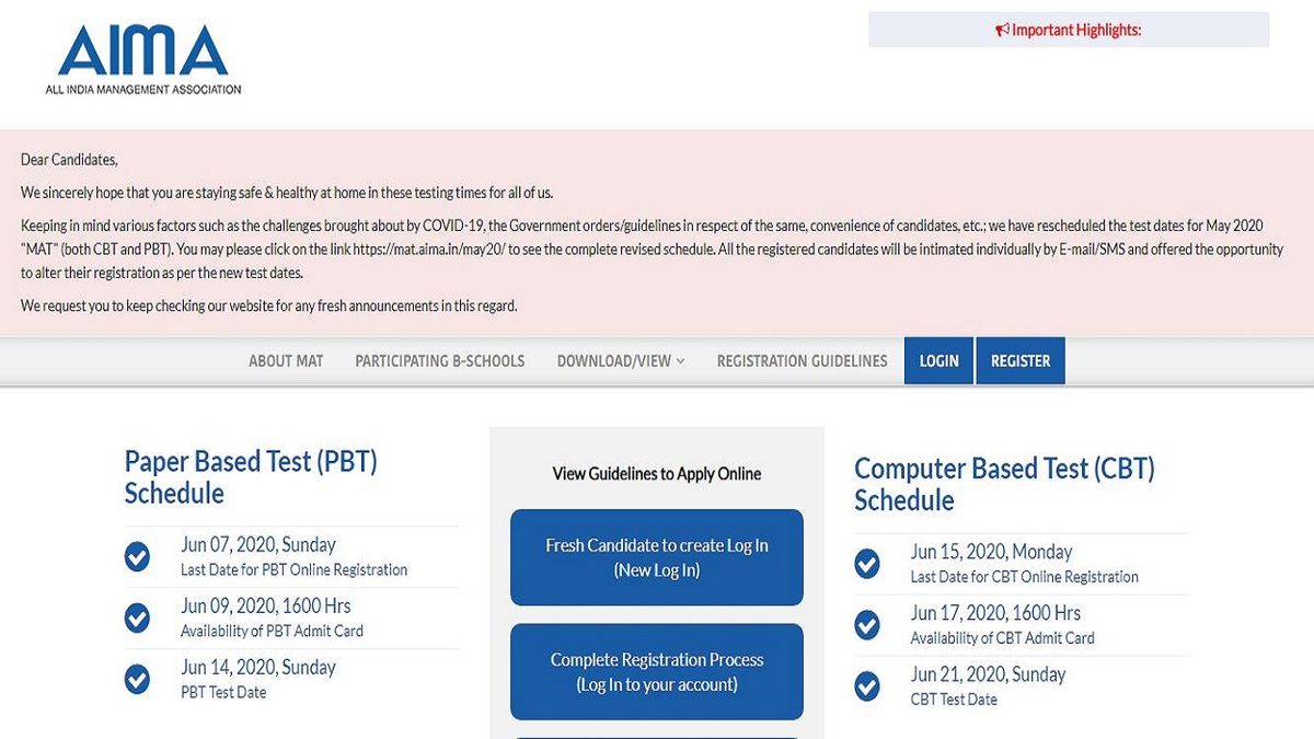 MAT May 2020 Exam Dates Rescheduled, Check CBT and PBT Revised ...