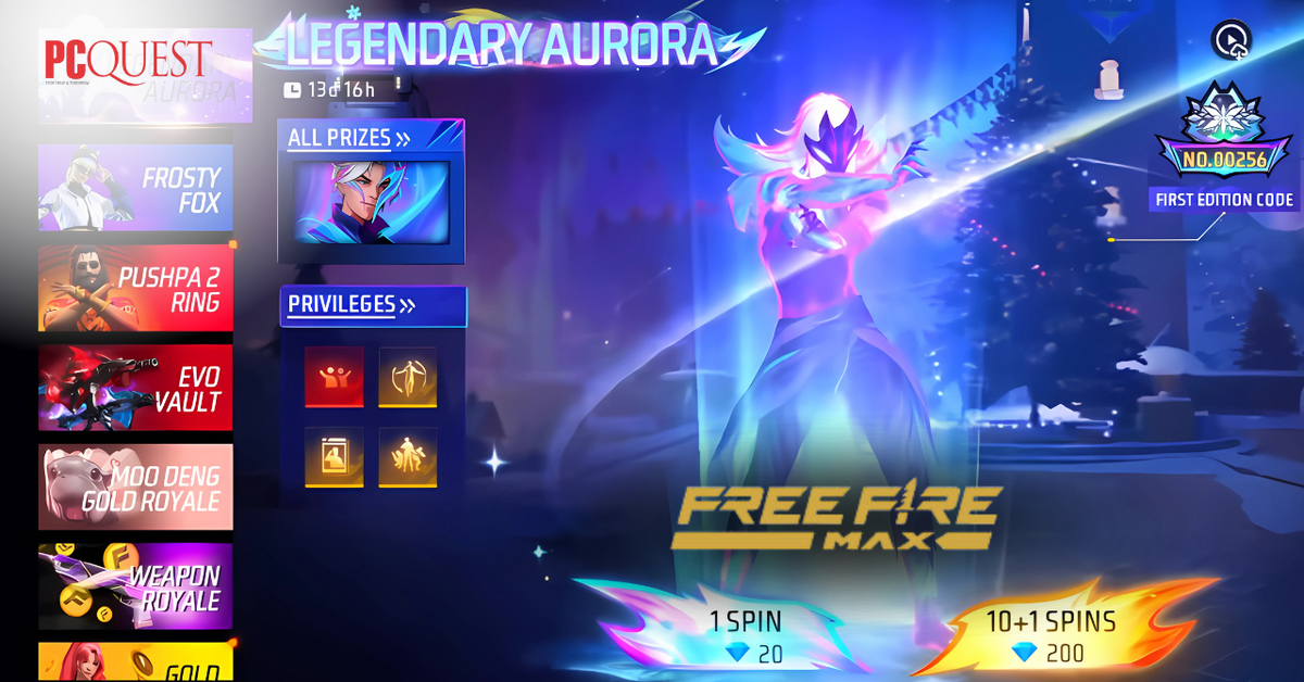 Free Fire MAX Legendary Aurora Shade Bundle-Get 4 Bonuses in One