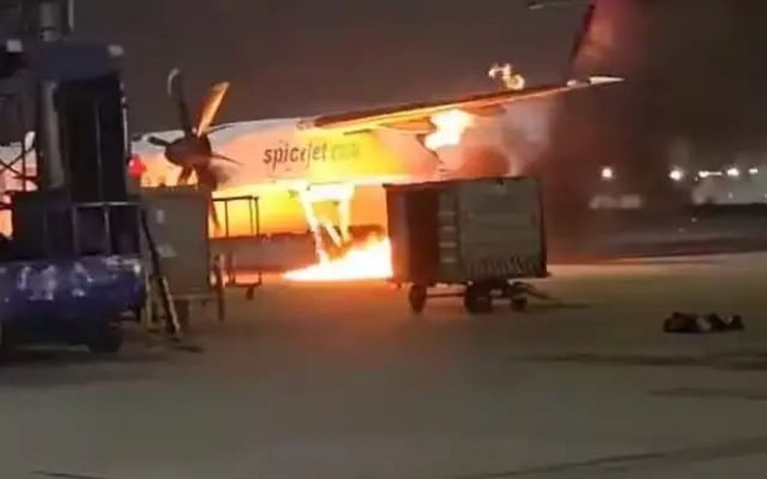 SpiceJet Aircraft Grounded At Delhi Airport Catches Fire
