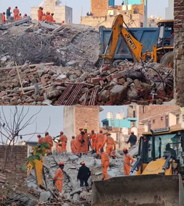 Two dead, 12 rescued after 4-storey building collapses in Delhi's Burari Two dead, 12 rescued after 4-storey building collapses in Delhi's Burari