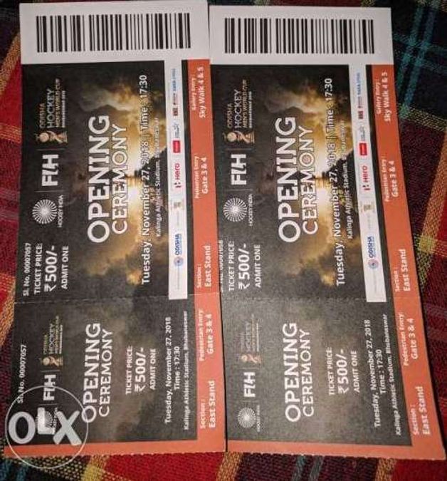 Tickets for opening show of Odisha Hockey WC for sale on OLX