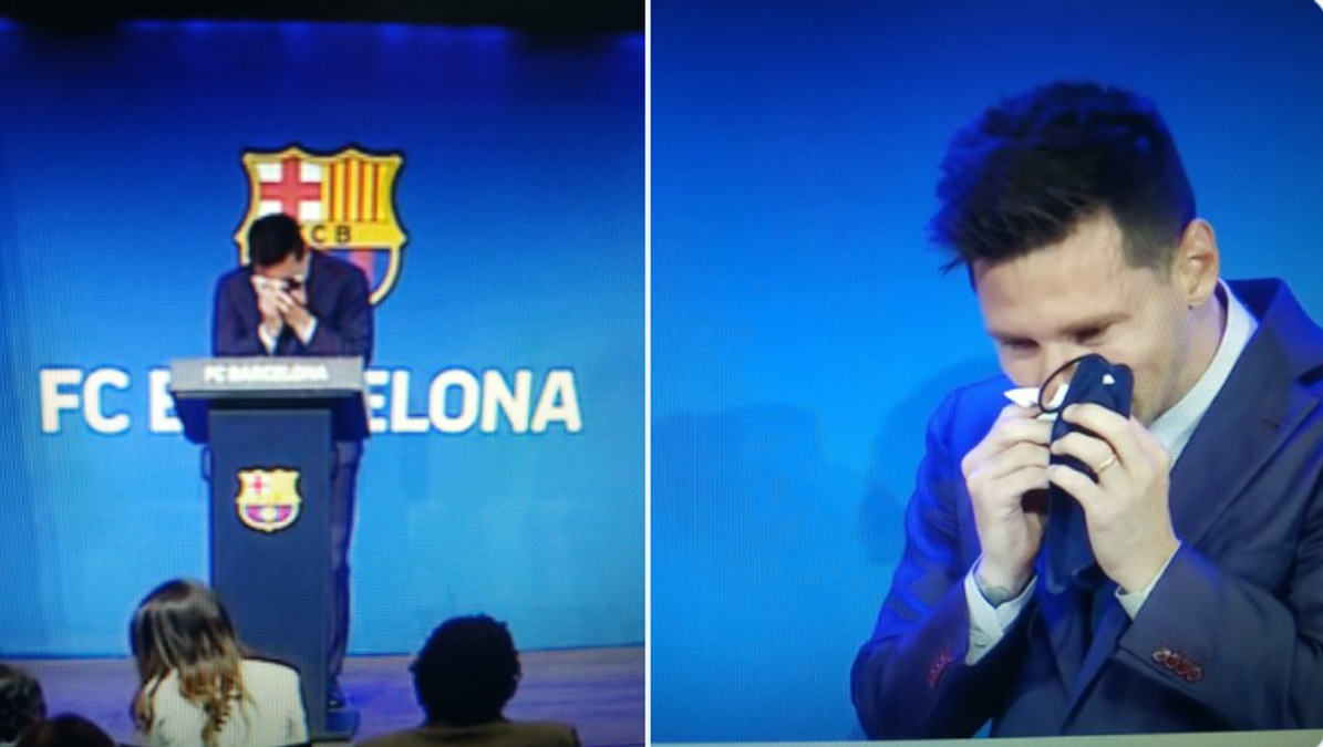 Watch: Lionel Messi breaks down while saying goodbye to FC Barcelona