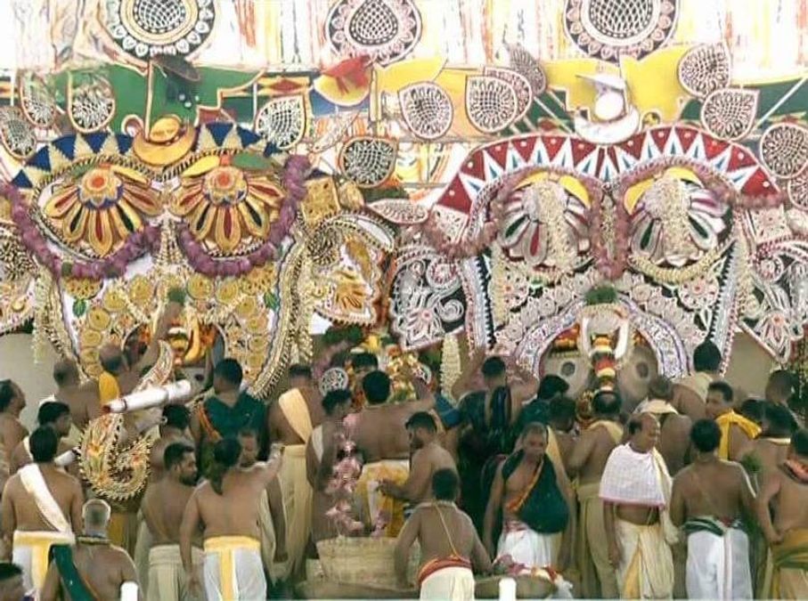 Lord Jagannath, Lord Balabhadra adorned with Hati Besha at Odisha’s Puri