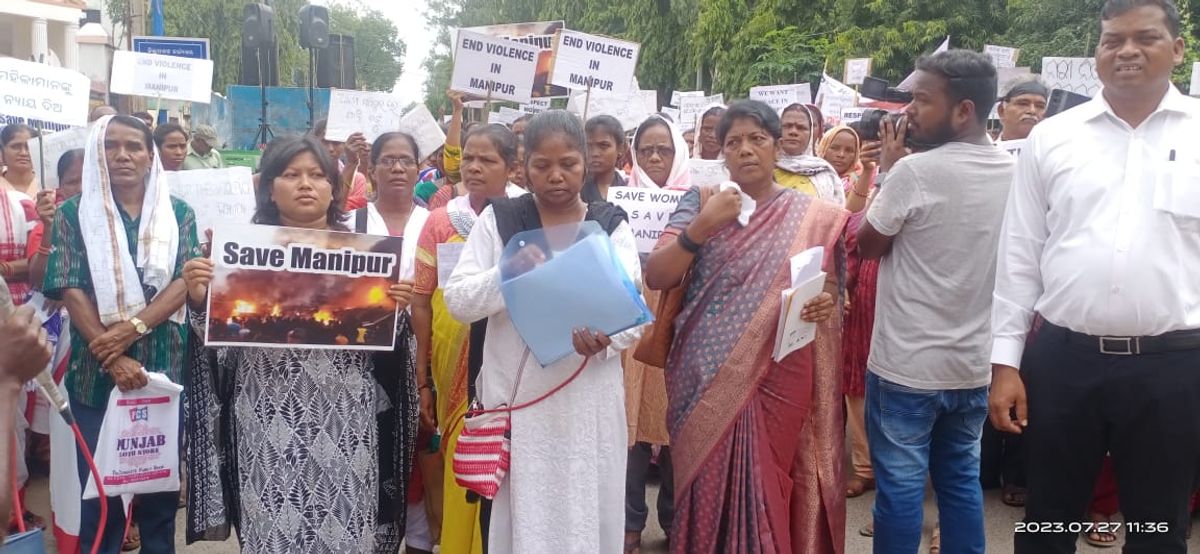 Women take out rally at Odisha’s Sundargarh to protest against Manipur ...