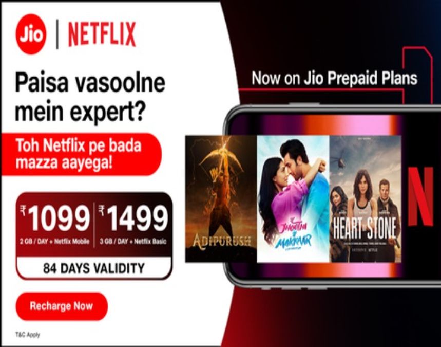 Jio launches prepaid plans with bundled Netflix subscription