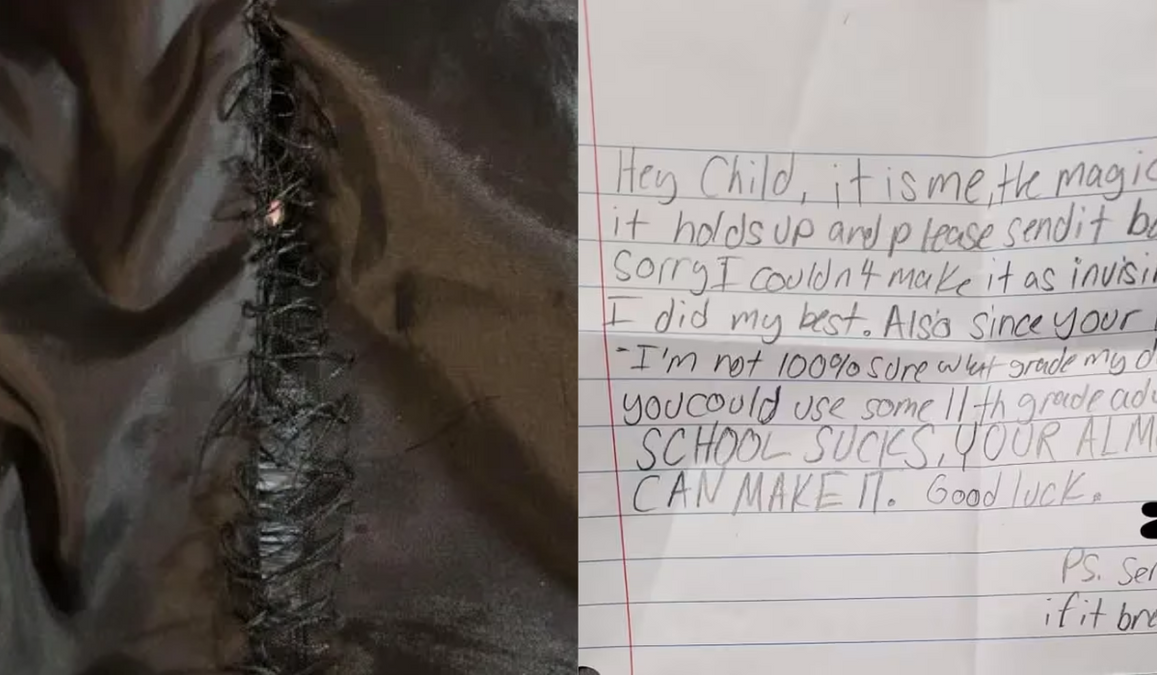Teacher's Daughter Fixes Torn Jacket Of Student And Slips In A Note
