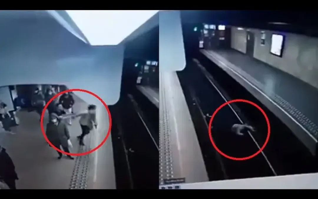 Shocking Video Shows Woman Get Pushed By Man In Front Of Train