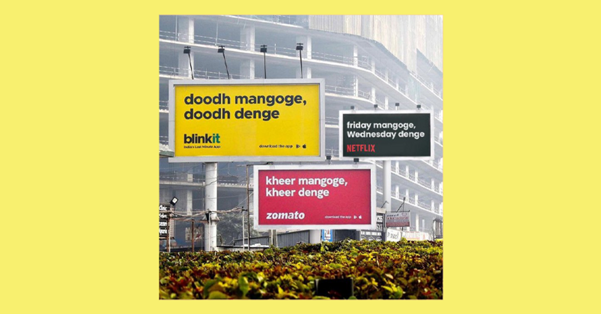 Zomato-Blinkit collab 'mangoge', brand creatives 'denge' Zomato-Blinkit collab 'mangoge', brand creatives 'denge'