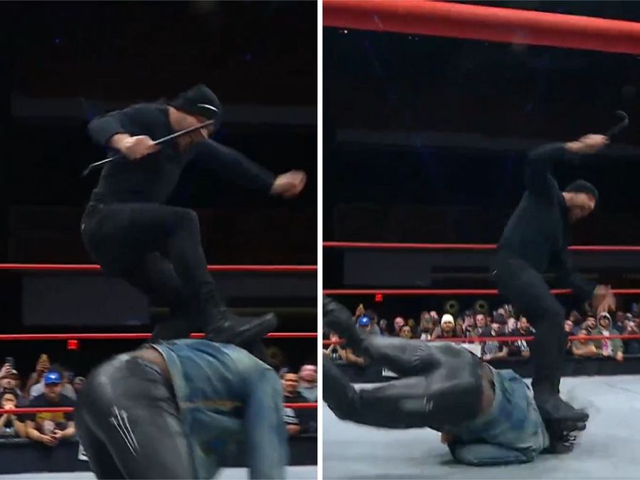 Jon Moxley uses Seth Rollins' Curb Stomp on Swerve Strickland