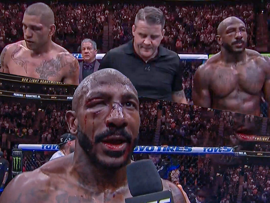 Alex Pereira knocks Khalil Roundtree as the fighter’s face looks un ...