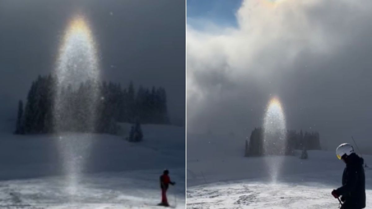 What is rare ‘sun candle’ phenomenon? Austria skier captures its ...