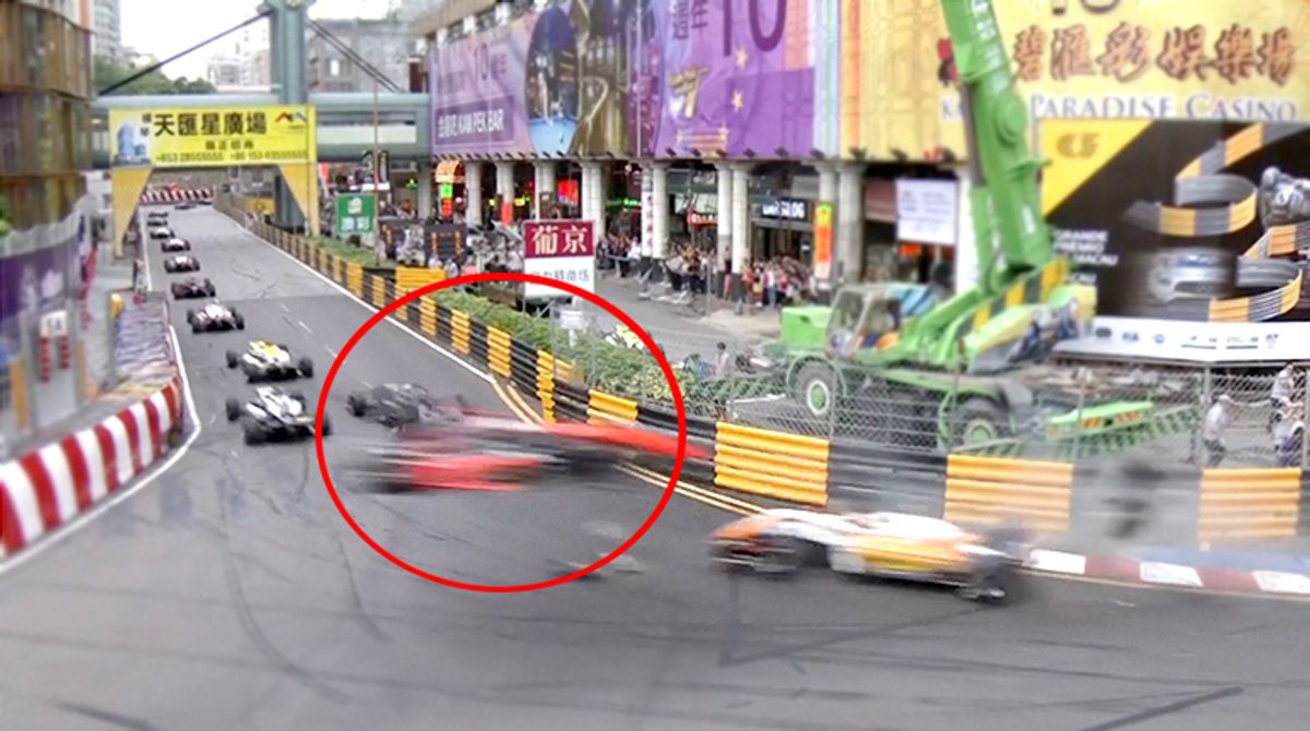 Footage shows moment of German F3 driver's spectacular crash