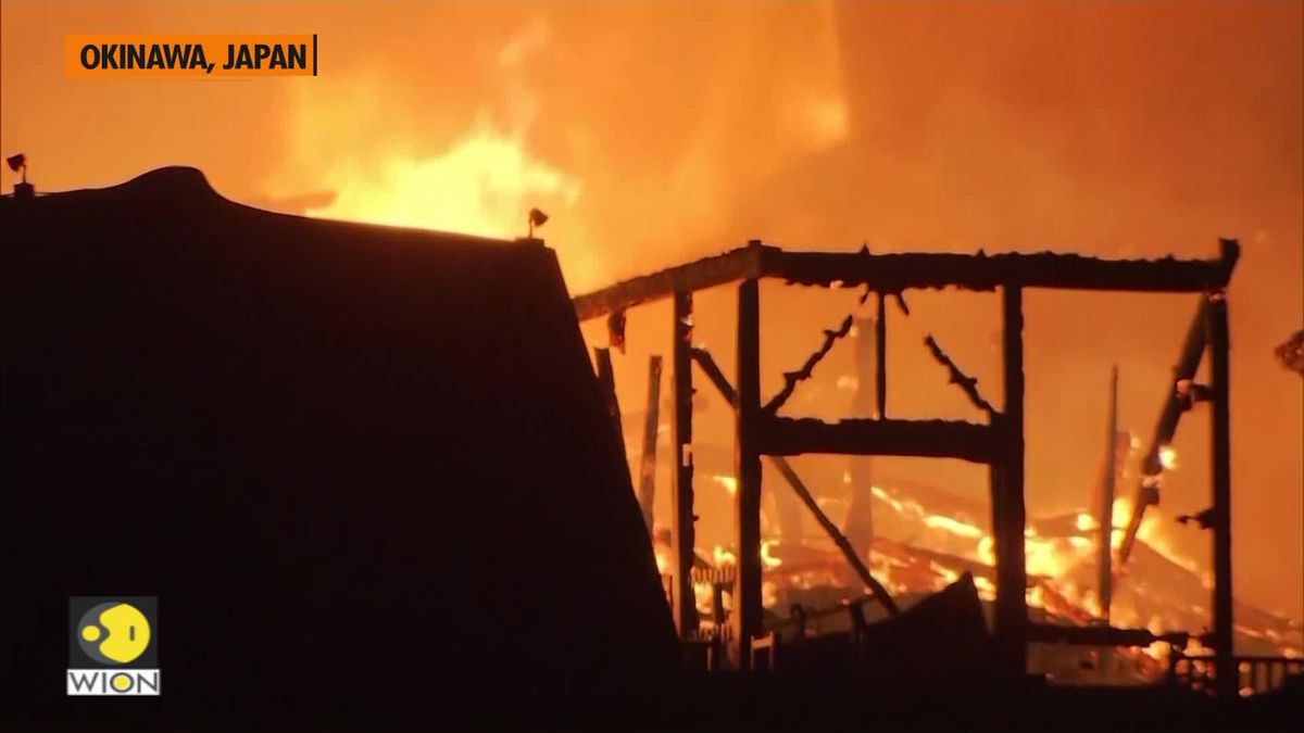 Historic UNESCO heritage Japanese castle on fire