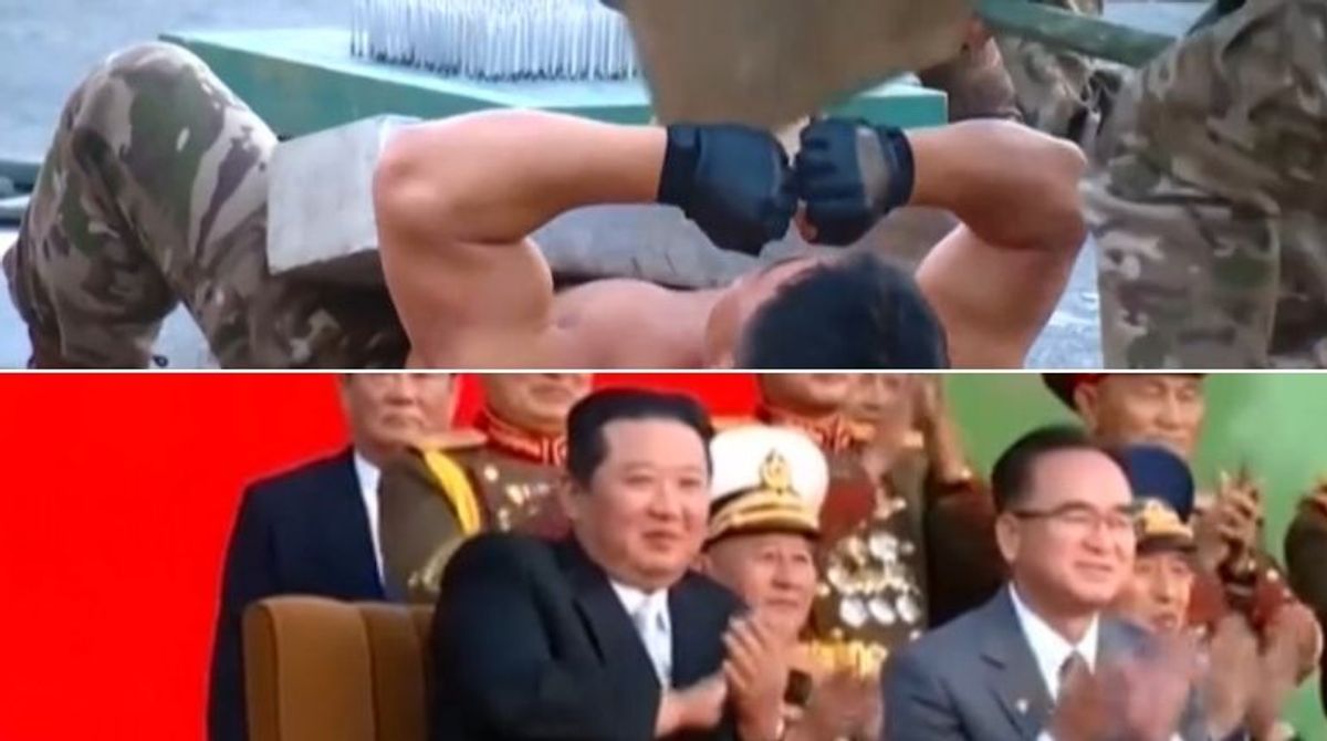 Kim Jong Un spotted smiling and clapping as soldiers lie on bed of nails