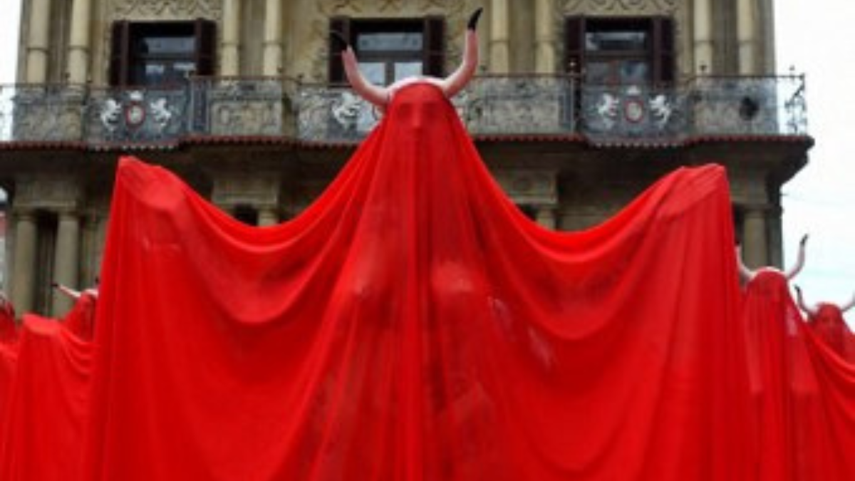 Pro-animal rights activists protest against bullfighting in Spain