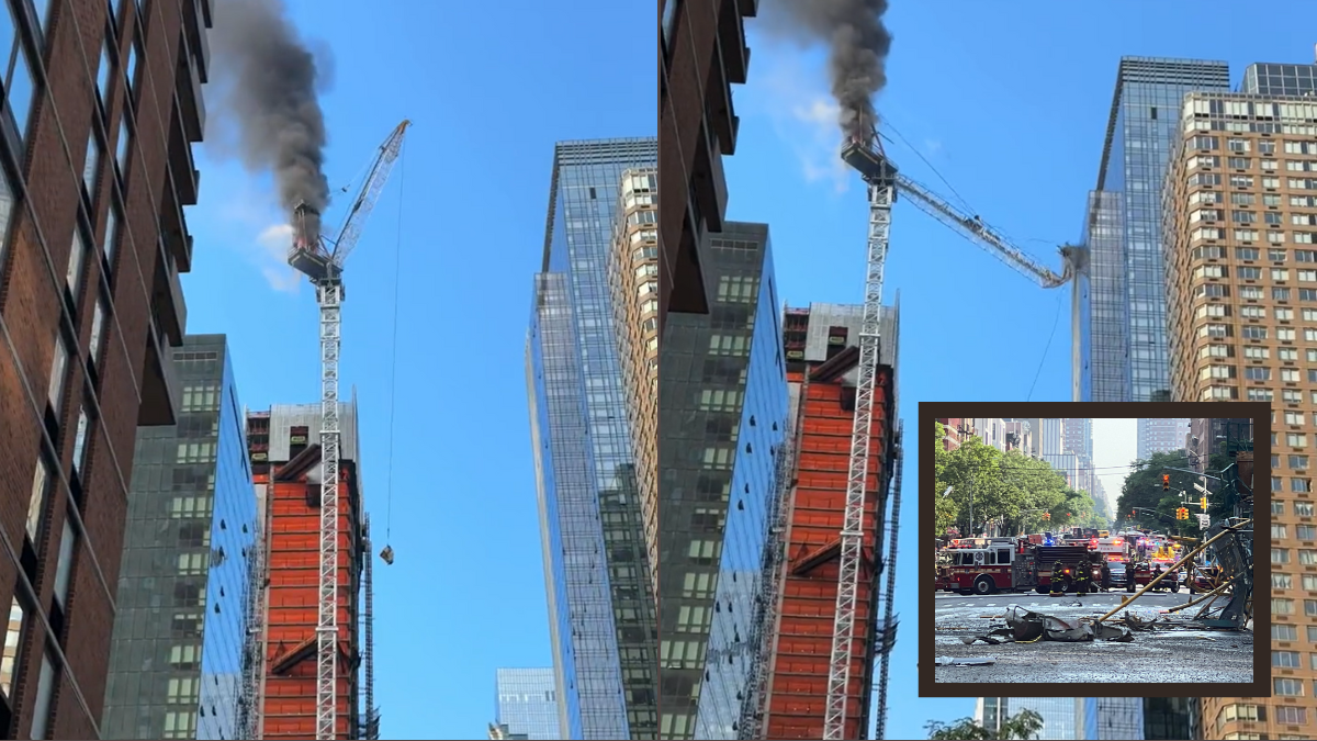 Chaos in New York as construction crane catches fire, collapses ...
