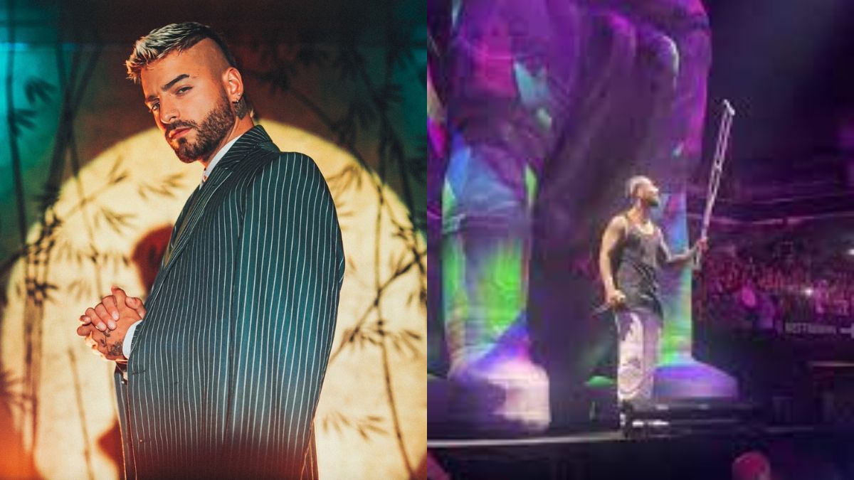 Colombian rapper Maluma attacked on stage by fan with crutch | Watch
