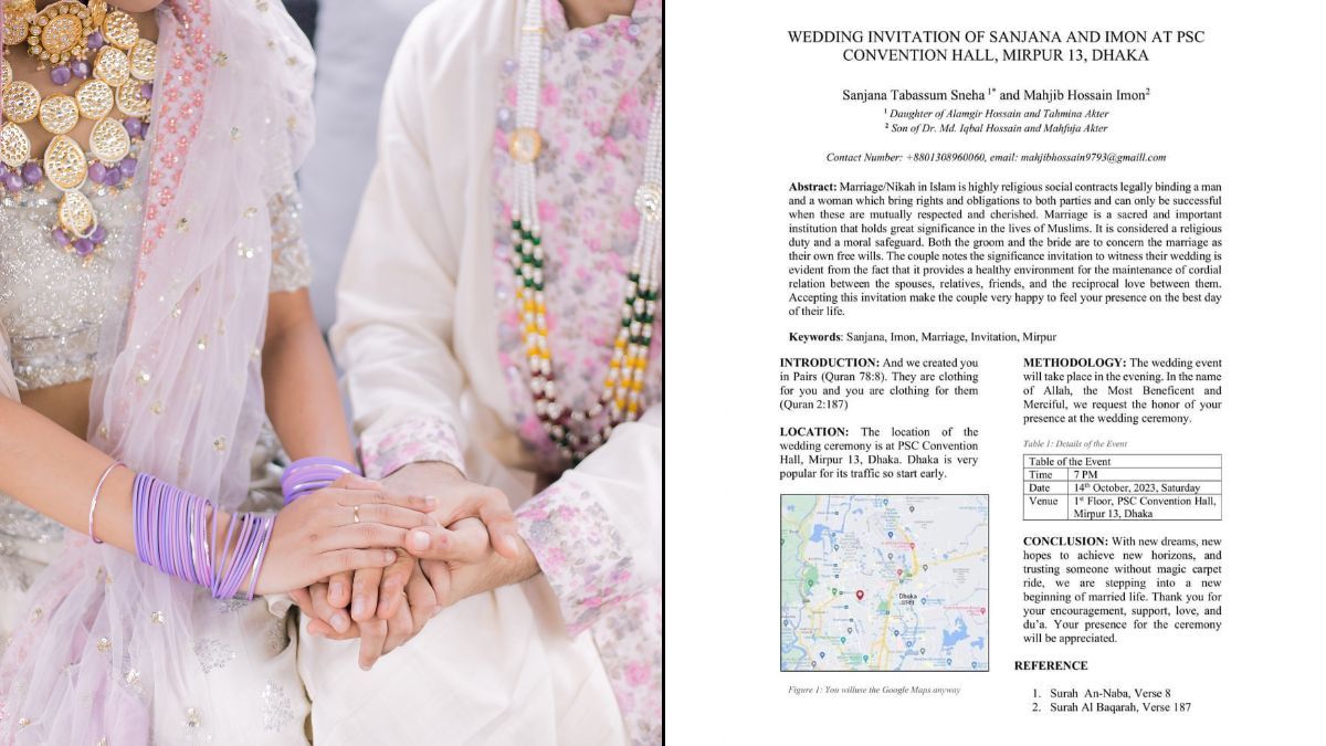 Bangladeshi couple's research paper cum wedding invitation leaves internet in splits