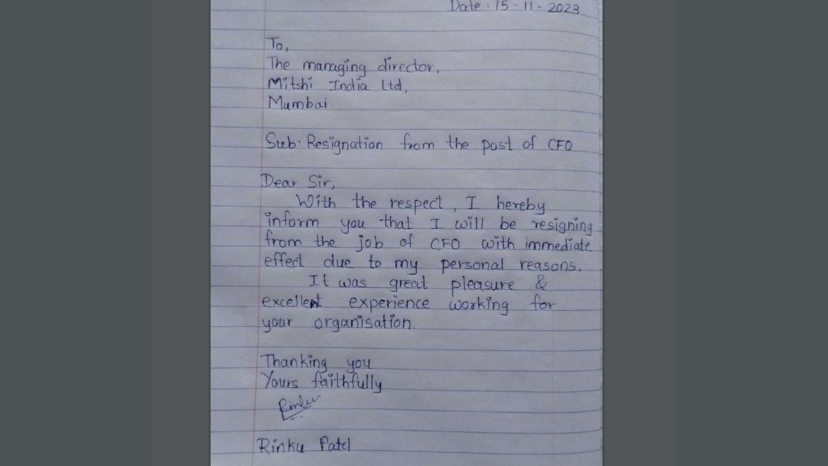 Indian CFO makes unique exit, submits hand-written resignation letter on ruled notebook sheet to ...
