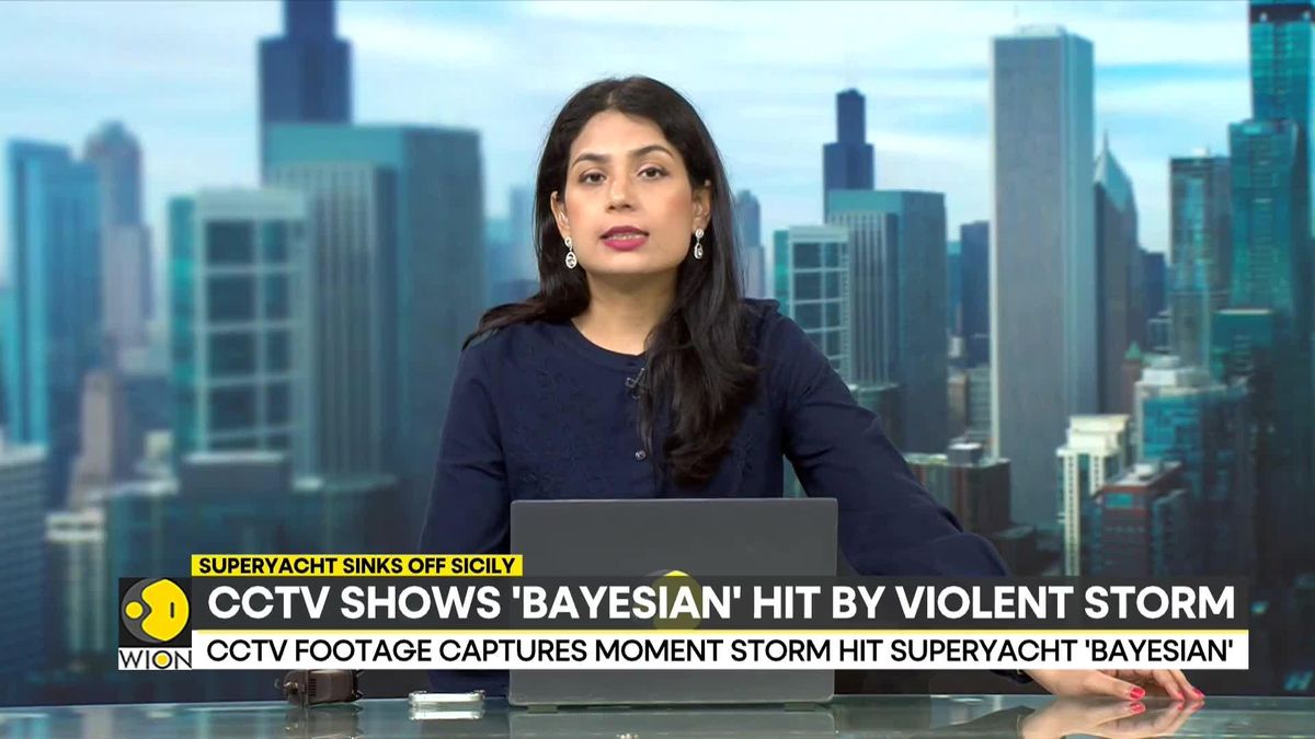 CCTV footage captures the moment storm hit Superyacht 'Bayesian'