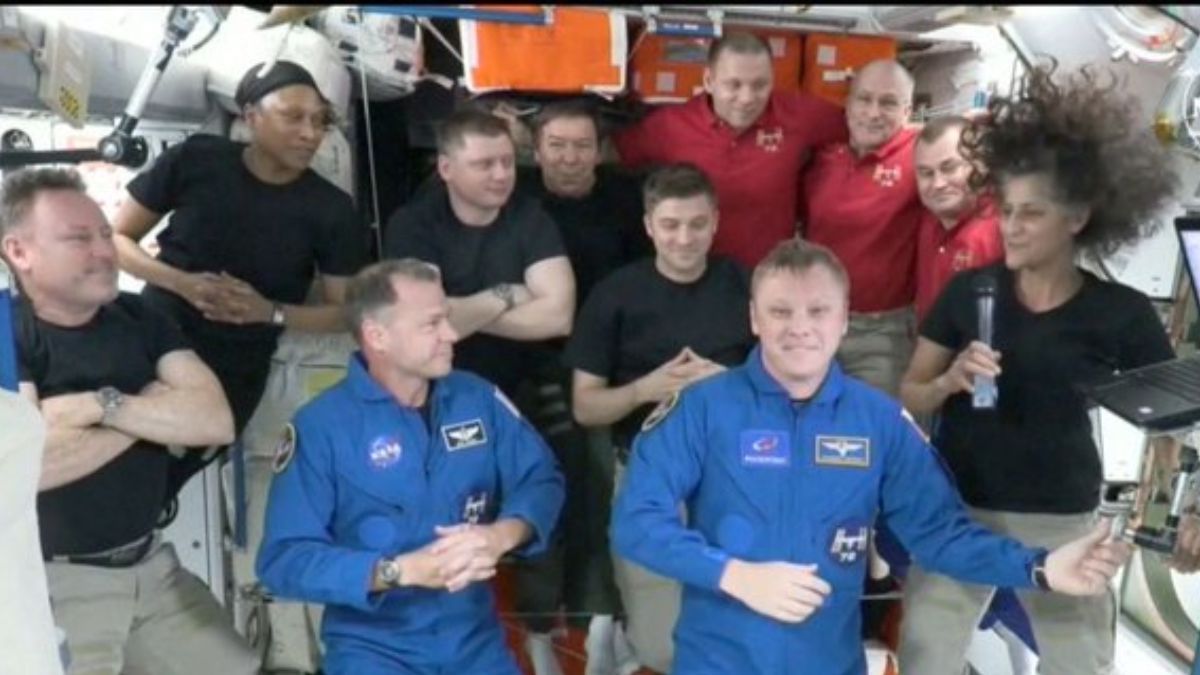 Stranded astronauts welcome aboard SpaceX rescue crew at space station