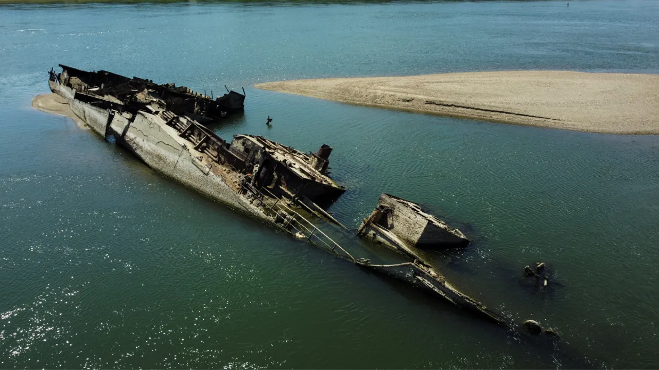 Giant explosive-laden Nazi warships emerge in low water levels of ...
