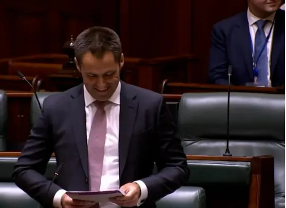 Australian MP Nathan Lambert proposes to partner in Parliament. Watch