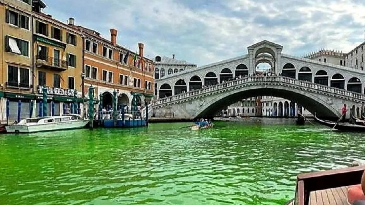 In pics | Venice’s Grand Canal turns fluorescent green, police investigate
