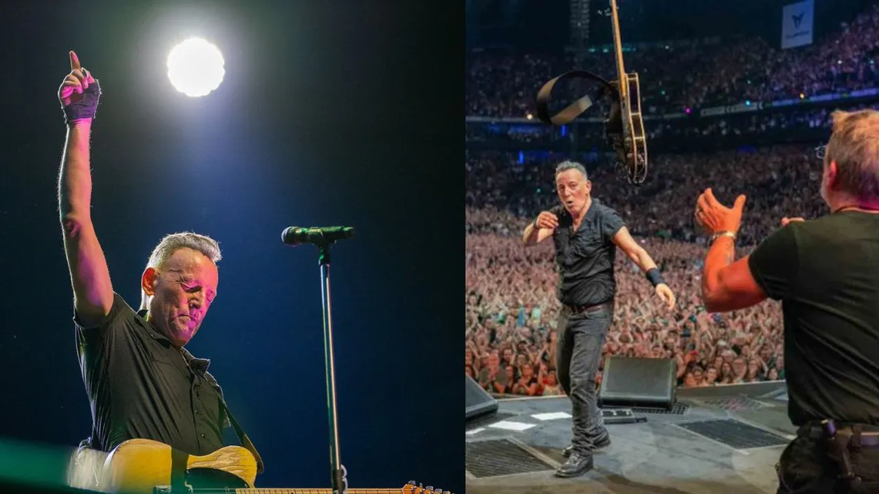 Bruce Springsteen tumbles on stage mid performance during live concert ...