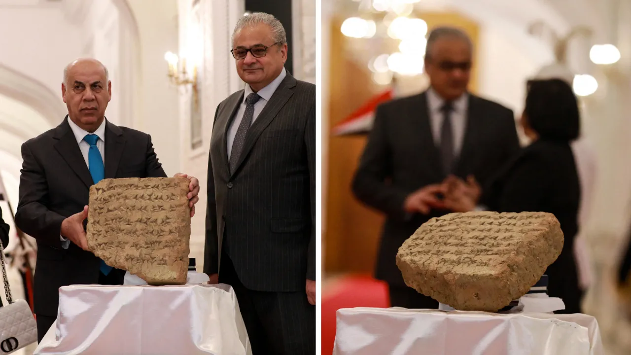 Iraq unveils 2,800-year-old ancient stone tablet returned by Italy