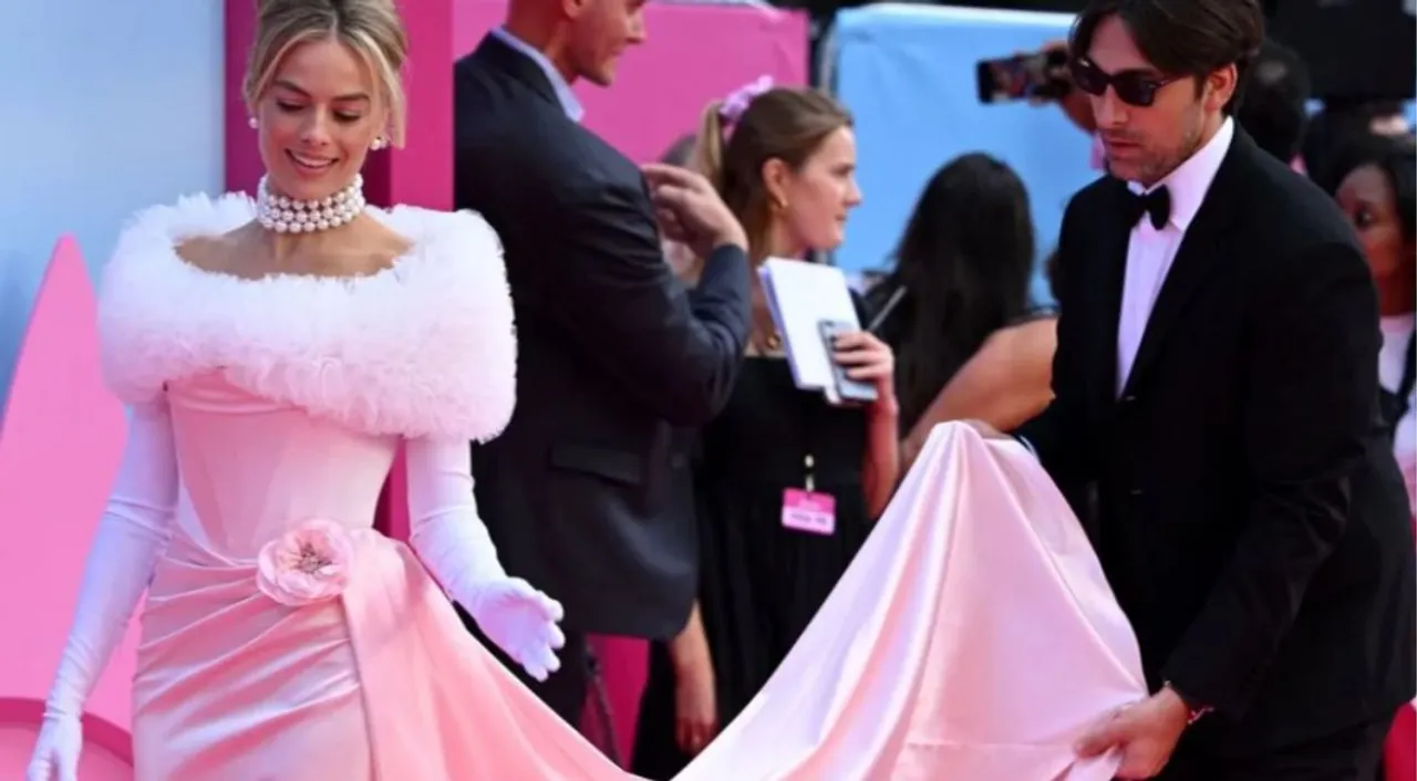 Margot Robbie looked all-glam as Enchanted Evening Barbie at London ...