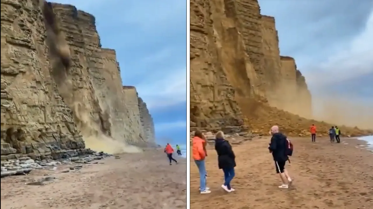 WATCH | UK beachgoers’ ‘lucky escape’ after cliff collapses in West Bay ...