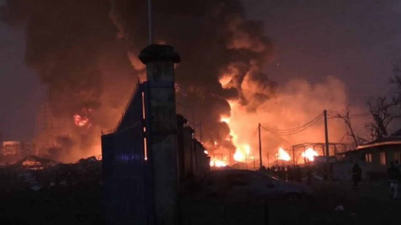 Video shows massive fire at main oil terminal in Guinea; at least 13 ...