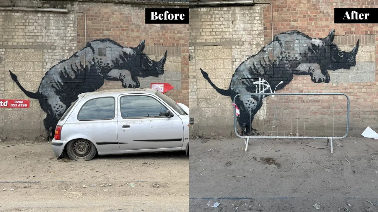 Banksy's street art defaced by vandal; new art piece moved to secure ...