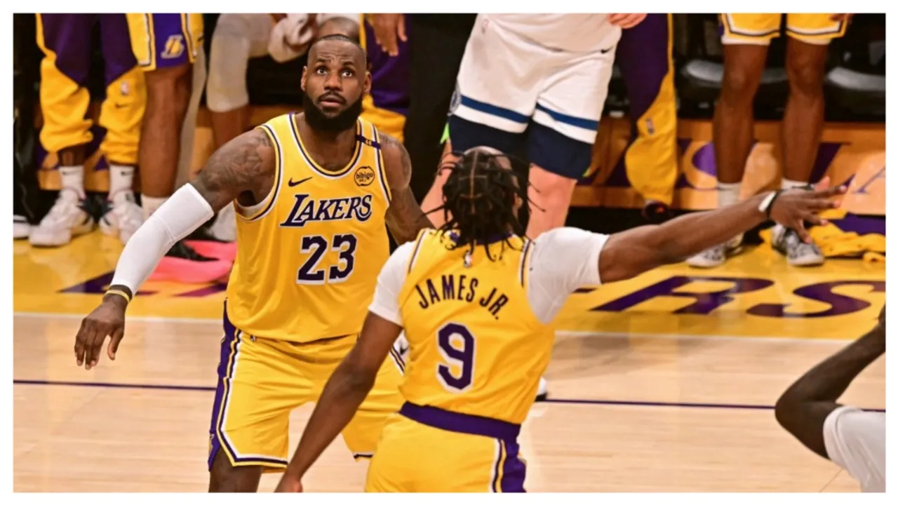 LeBron, Bronny James make NBA history with father-son appearance during Lakers' win vs Timberwolves